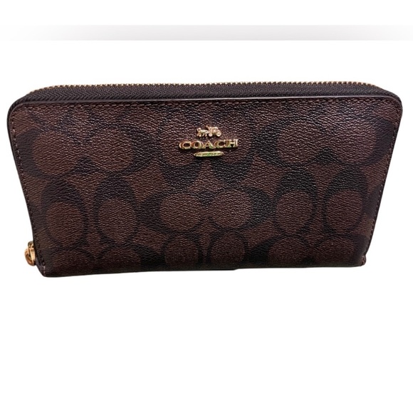 Coach | Bags | Coach Long Zip Around Wallet In Signature Canvas | Poshmark
